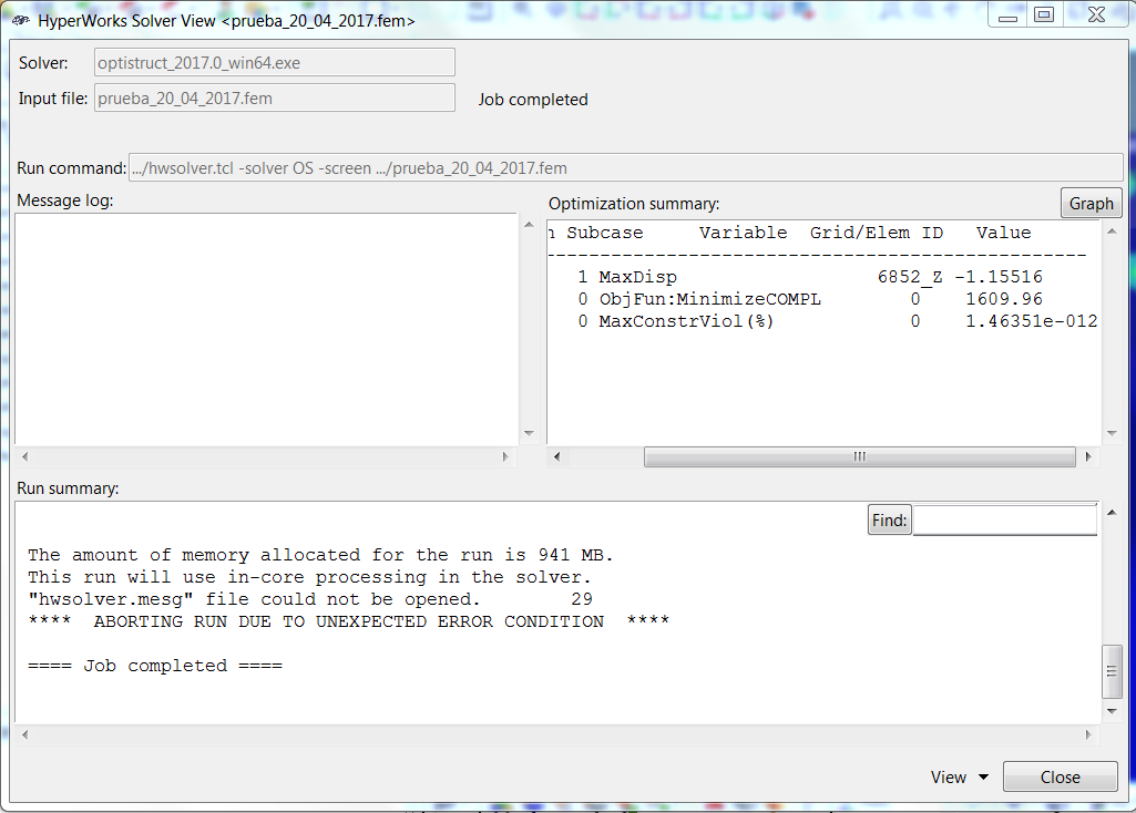 Solver Error Optistruct Altair Products Altair Community