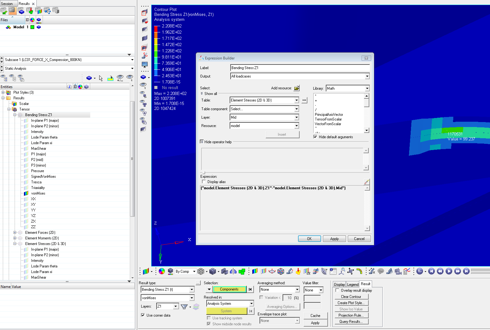 How to show bending stress of the shell element ? - HyperView - Altair ...
