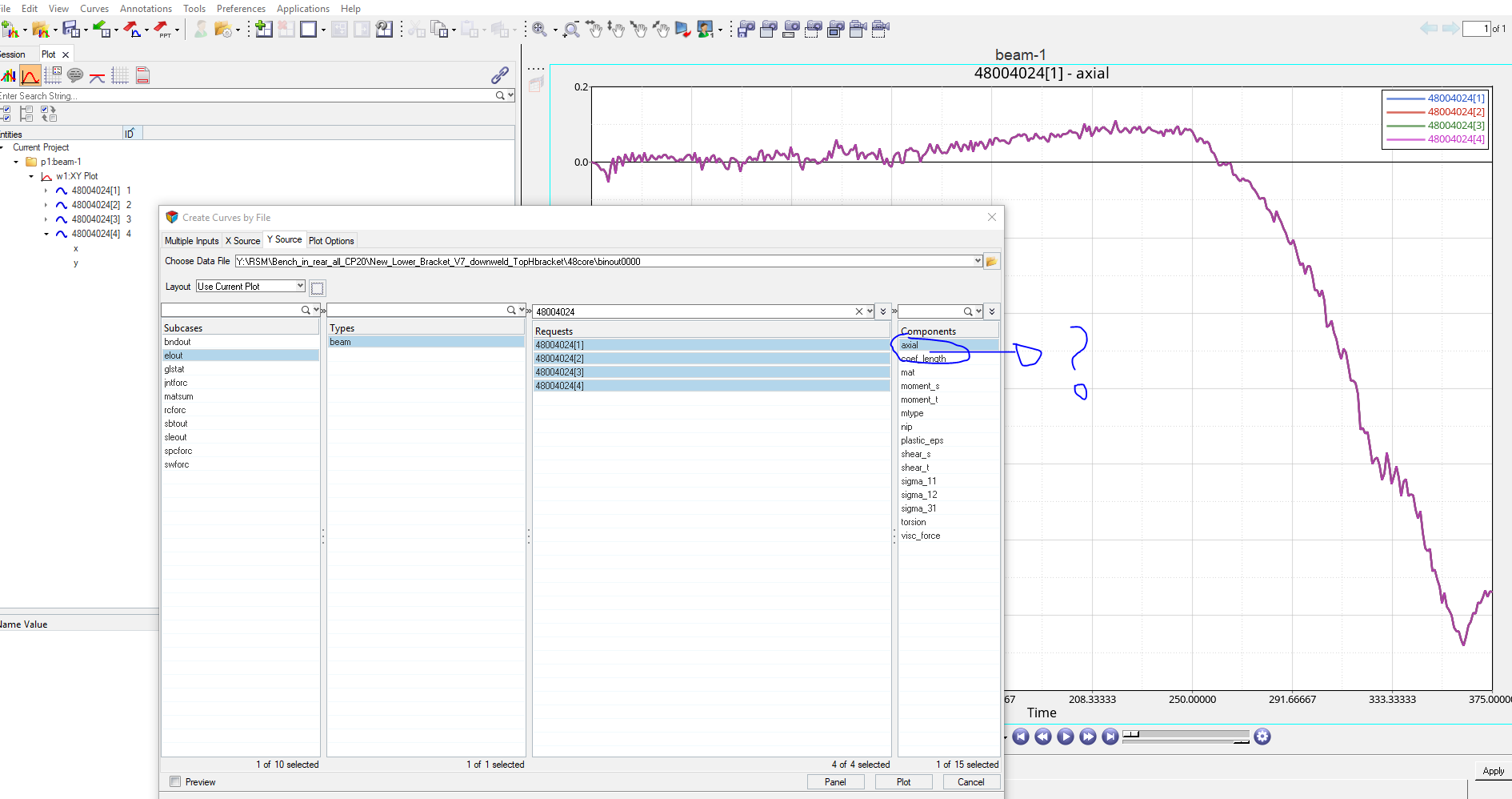 Axial Force Output From Beam Element Lsdyna Input File Hyperview Altair Products Altair