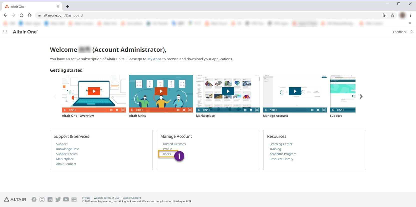 Altair Oneのアカウント作成について - - Altair One Account Management - Altair Support